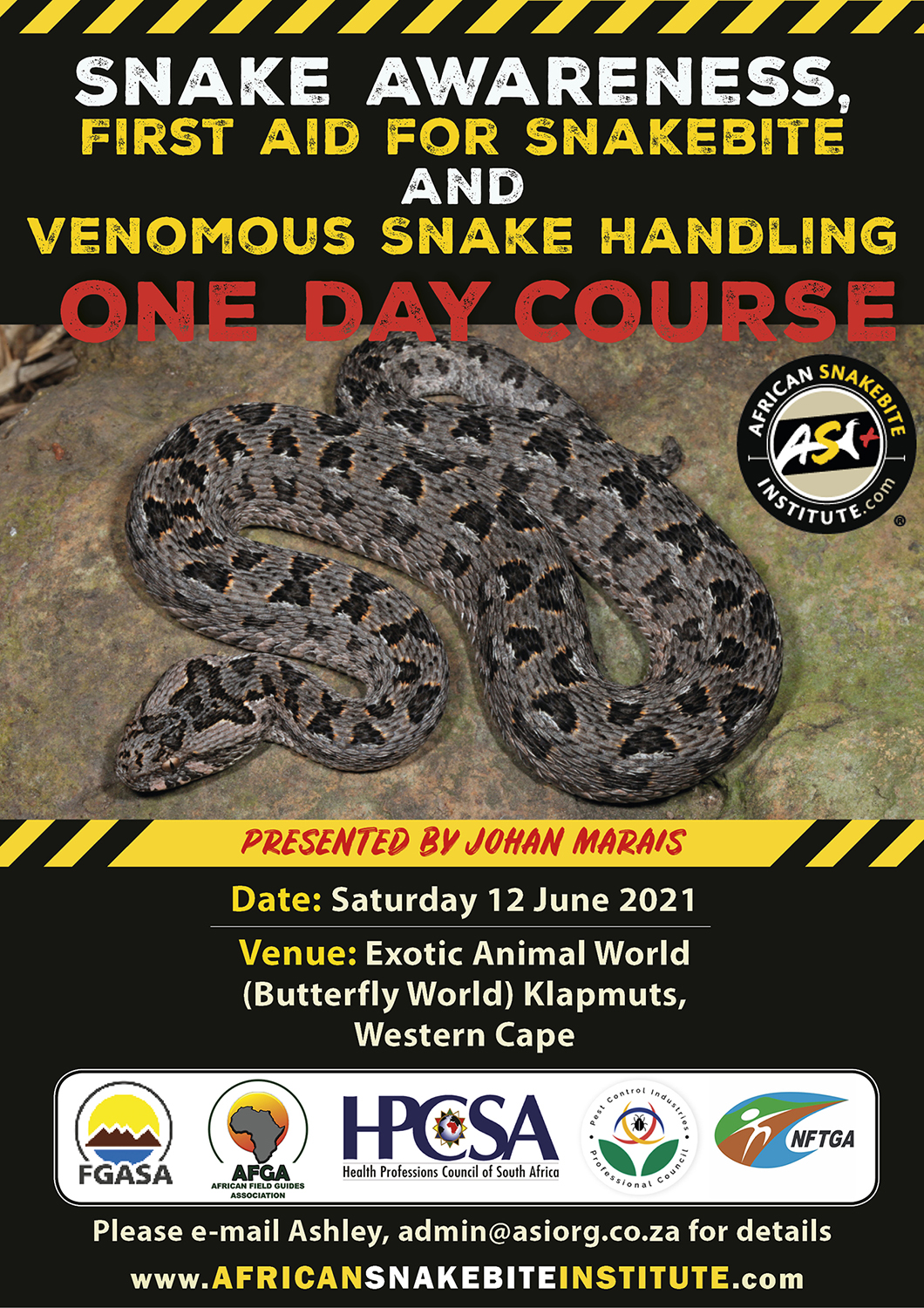 Snake Awareness & Venomous Snake Handling (Western Cape) - 2021-06-12