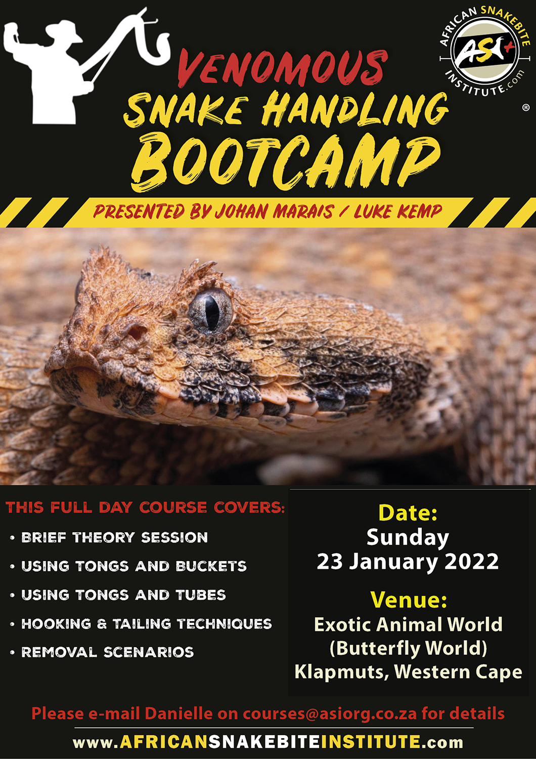 Venomous-Snake Handling Bootcamp (Western Cape) - 2022-01-23- African Snakebite Institute
