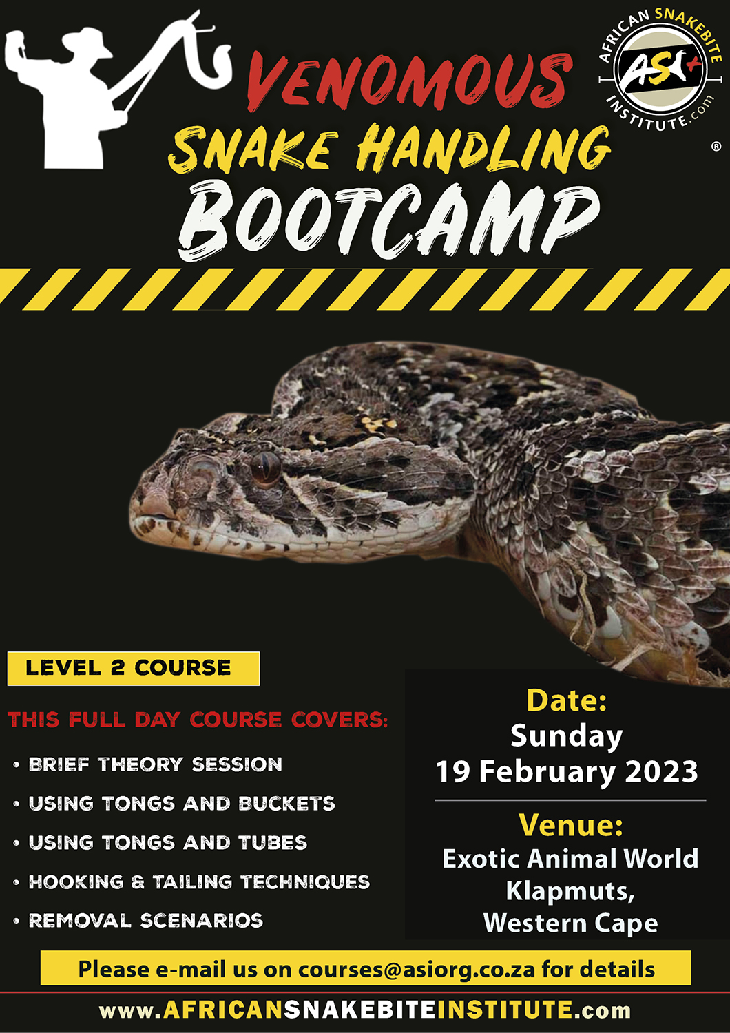 Venomous-Snake Handling Bootcamp (Western Cape) - 2023-12-19