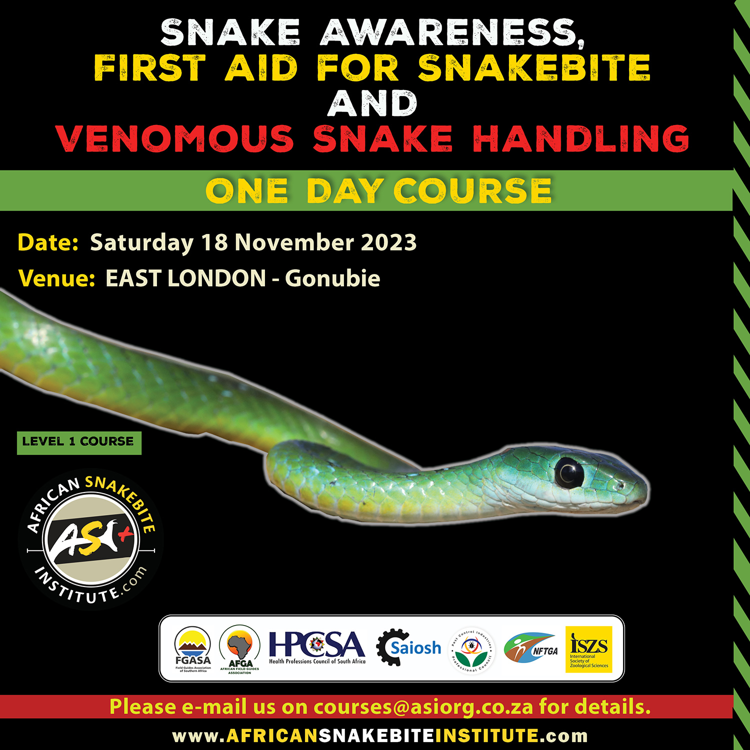 Snake Awareness & Venomous Snake Handling (Eastern Cape) - 2023-11-18