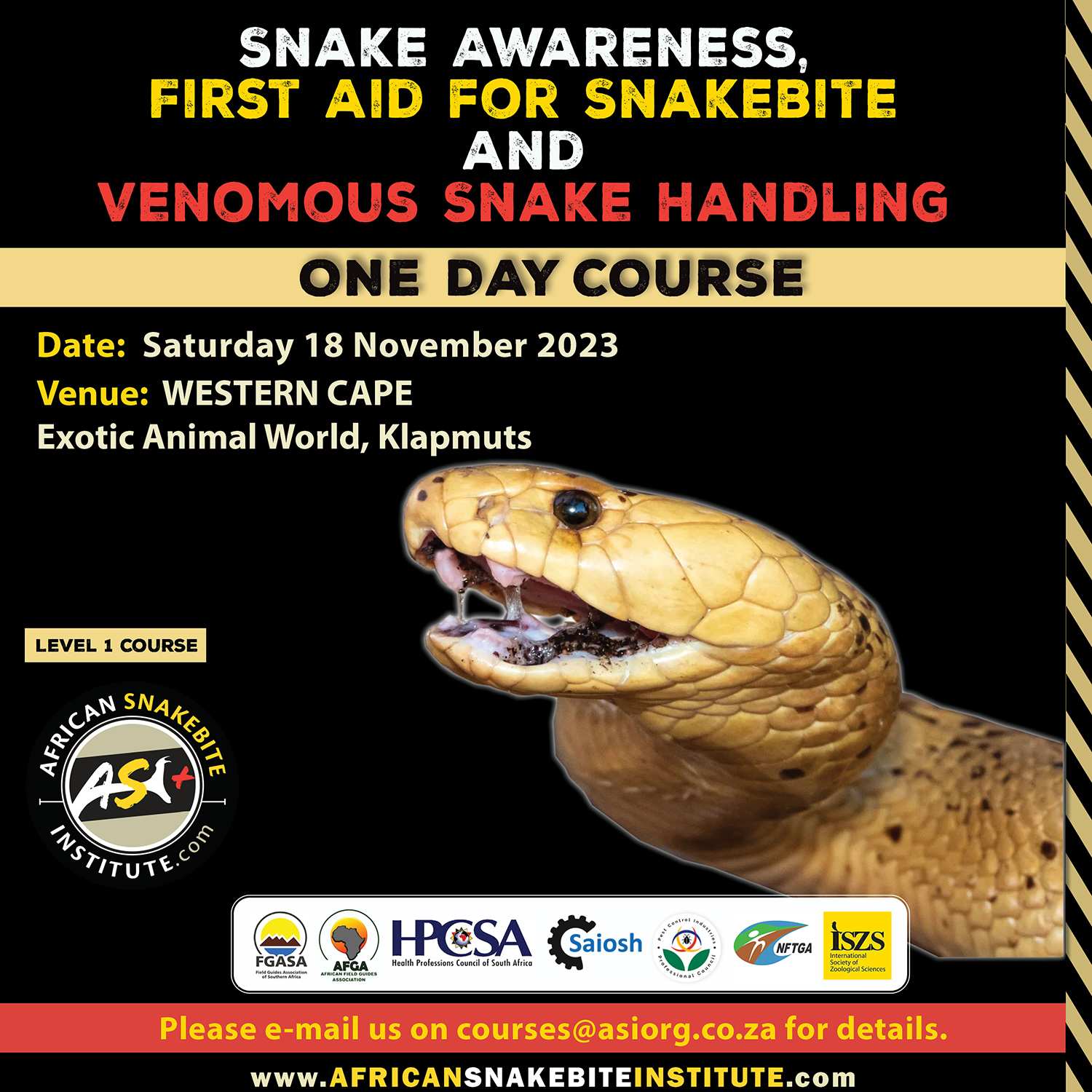 Snake Awareness & Venomous Snake Handling (Western Cape) - 2023-11-18