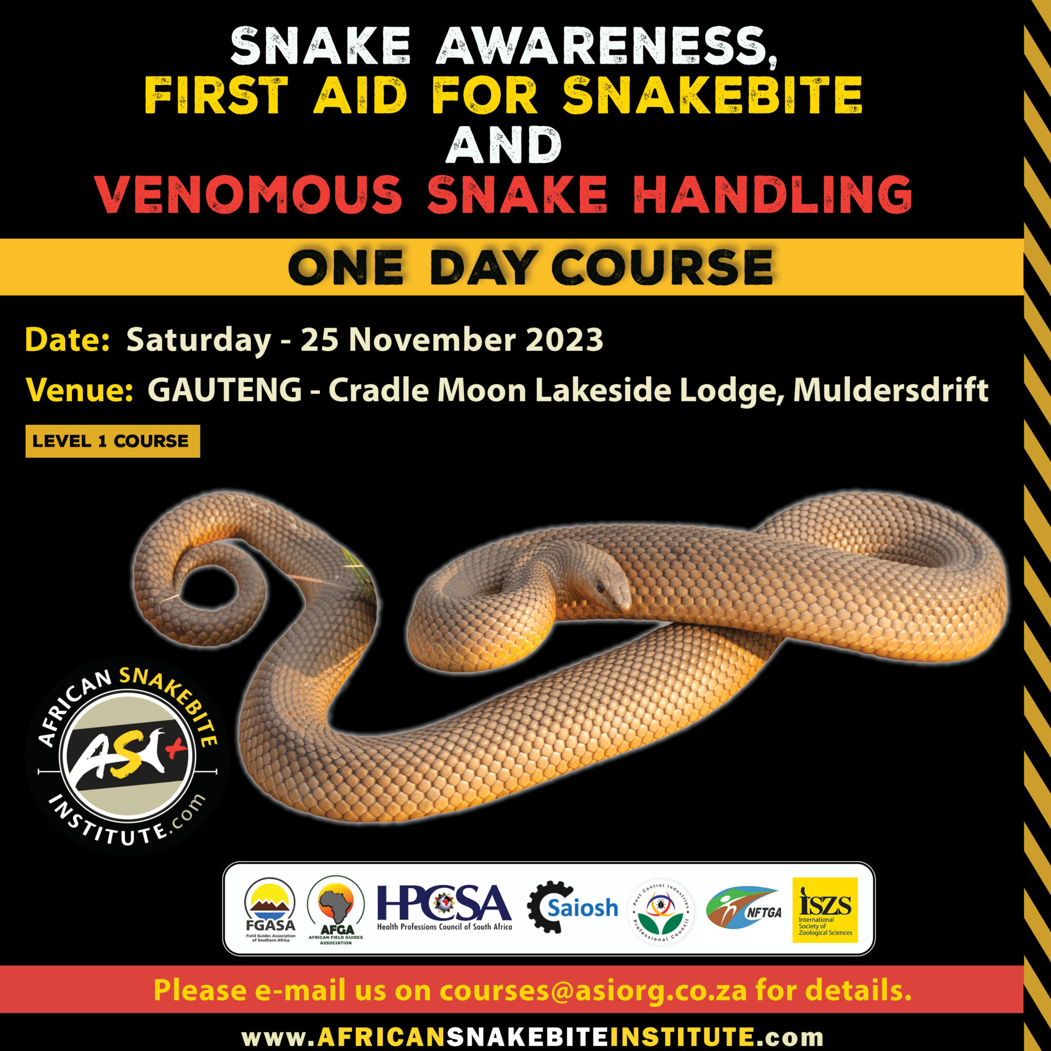 Snake Awareness & Venomous Snake Handling (Gauteng) - 2023-11-25