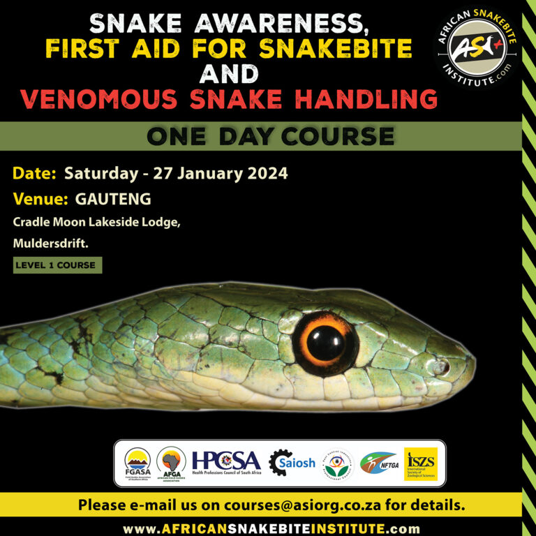 Snake Awareness & Venomous Snake Handling (Gauteng) - 2024-01-27