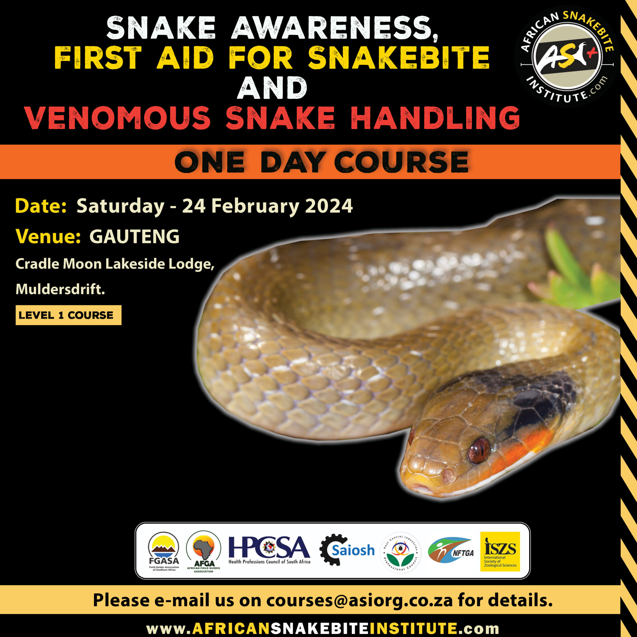 Snake Awareness & Venomous Snake Handling (Gauteng) - 2024-02-24