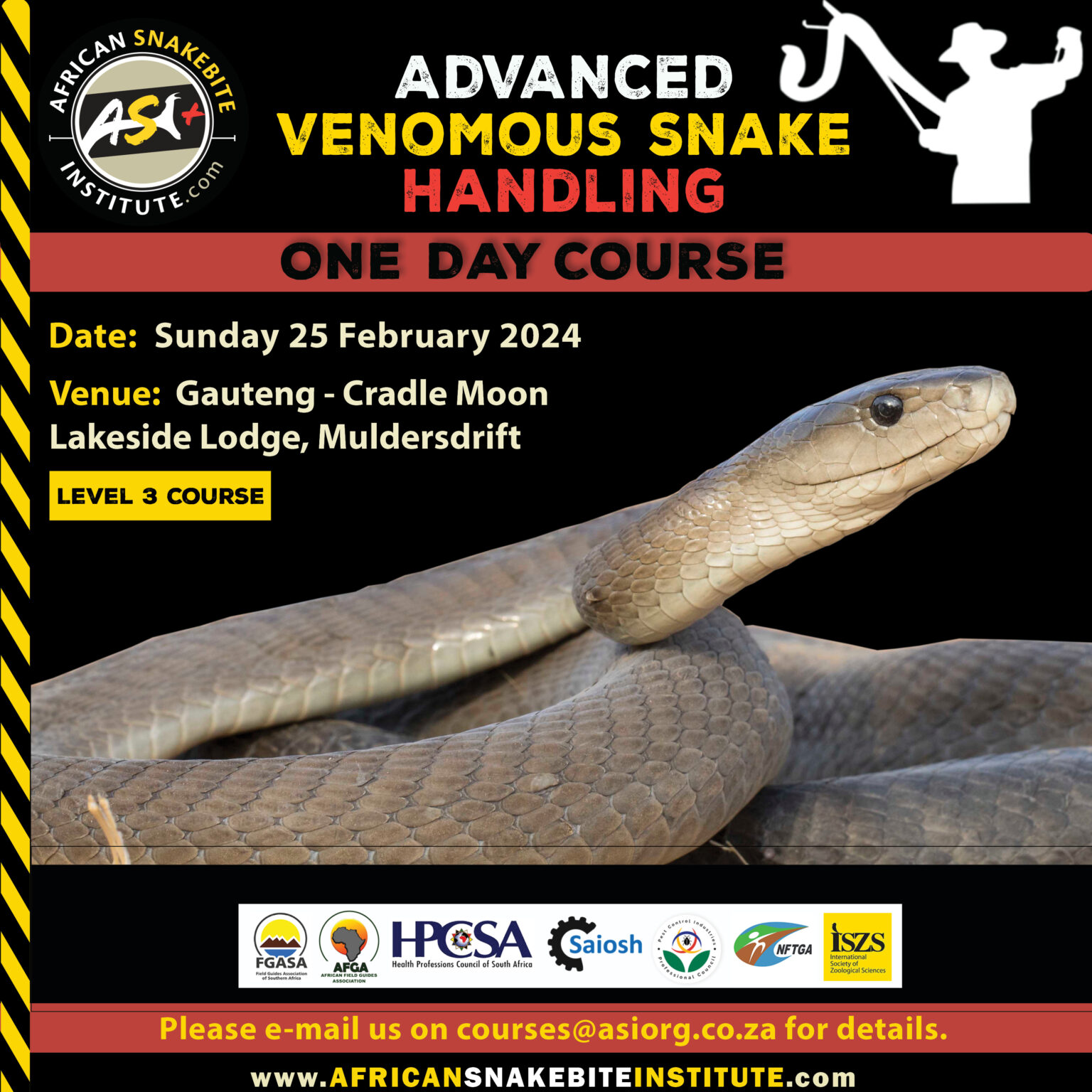 Advanced Venomous Snake Handling (Gauteng) - 2024-02-25