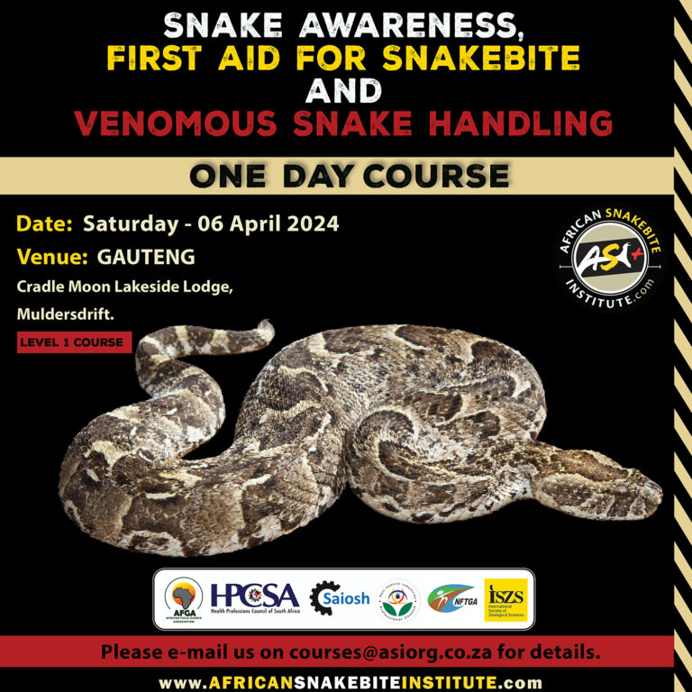 Snake Awareness & Venomous Snake Handling (Gauteng) - 2024-04-06