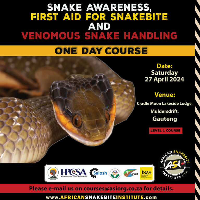 Snake Awareness & Venomous Snake Handling (Gauteng) - 2024-04-27