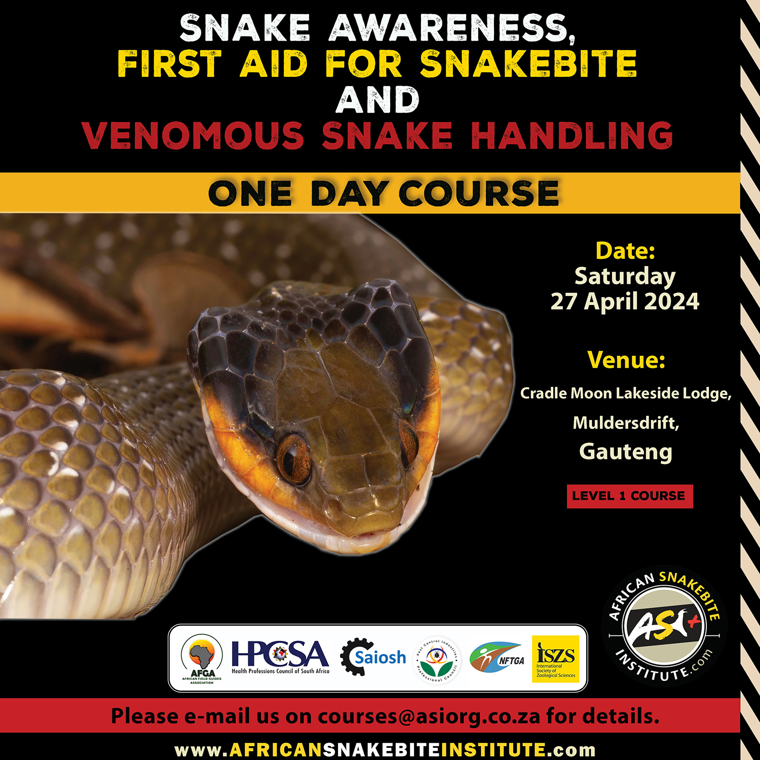 Snake Awareness & Venomous Snake Handling (Gauteng) - 2024-04-27