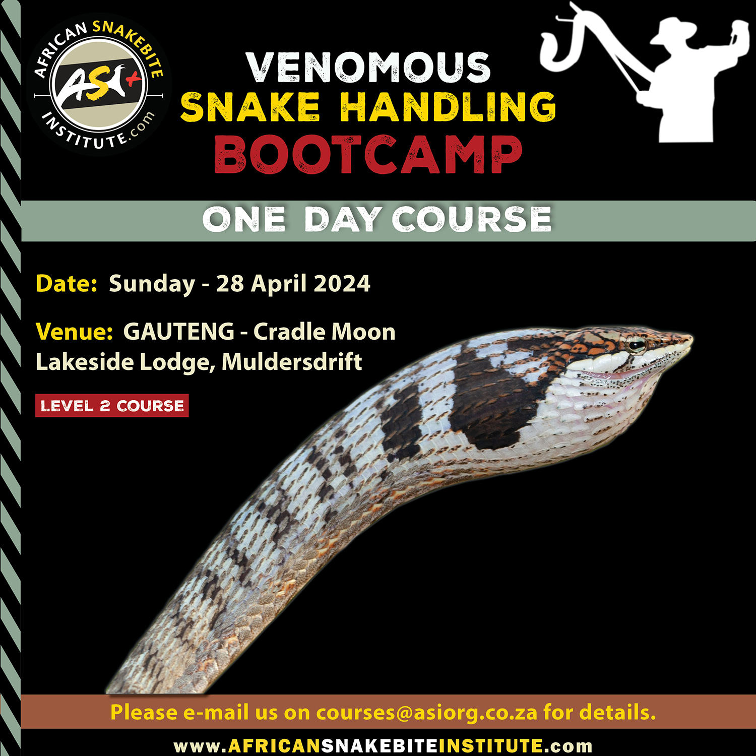 Venomous Snake Handling Bootcamp (Gauteng) - 2024-04-28