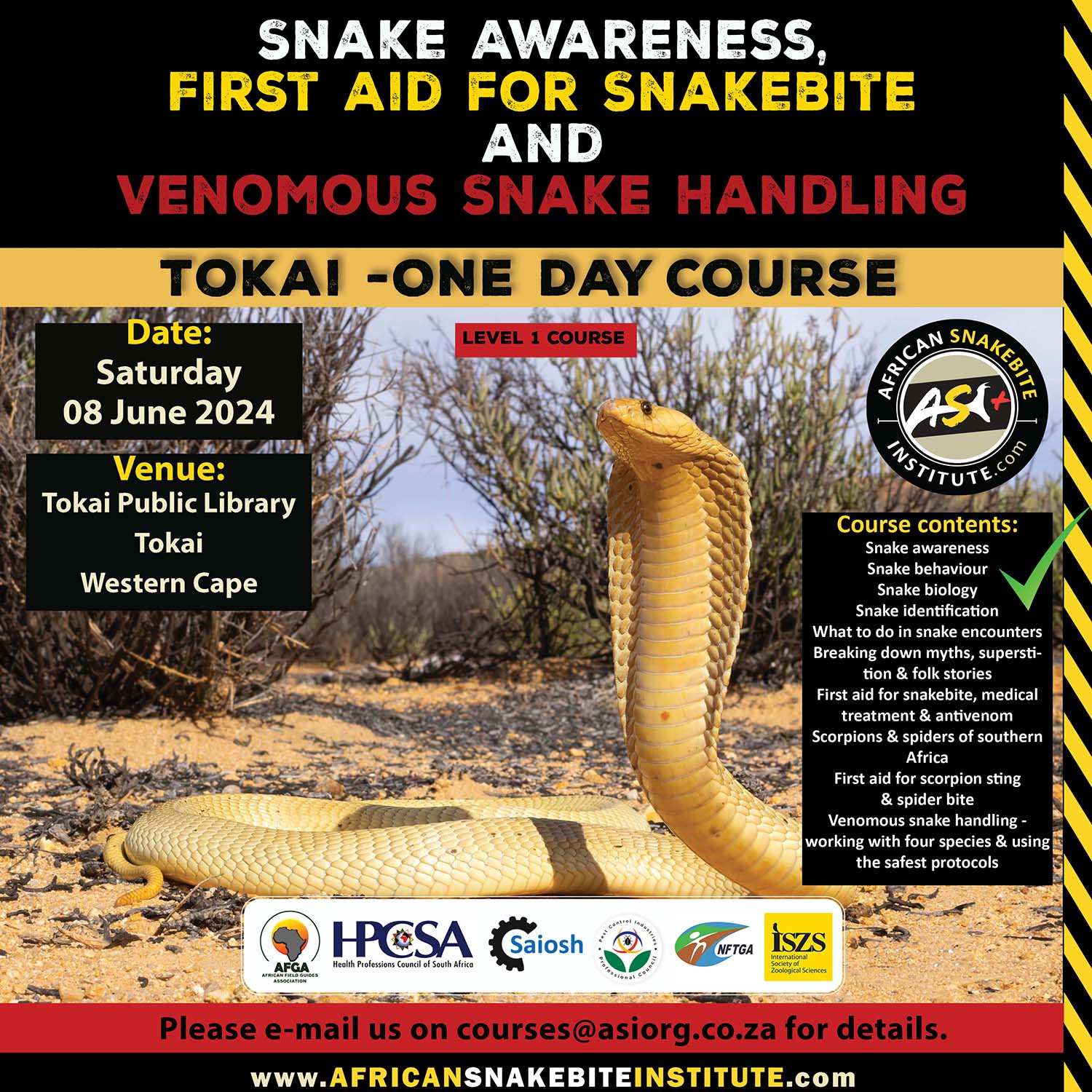 Snake Awareness & Venomous Snake Handling (Tokai) - 2024-06-08
