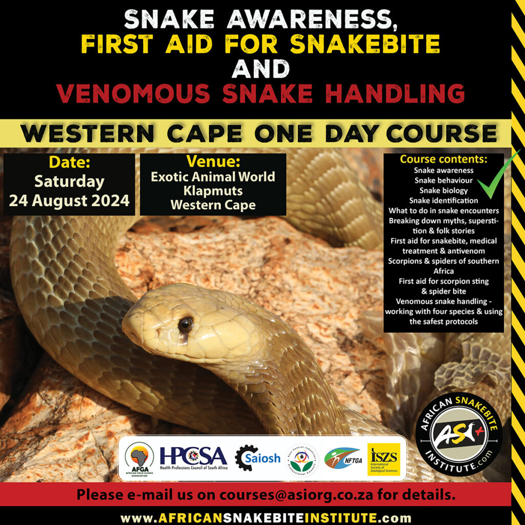 Snake Awareness & Venomous Snake Handling (Western Cape) - 2024-08-24