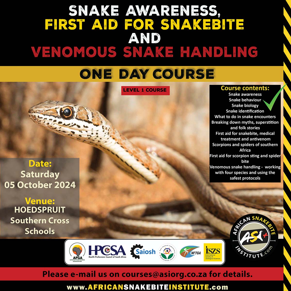 Snake Awareness & Venomous Snake Handling (Hoedspruit) - 2024-10-05