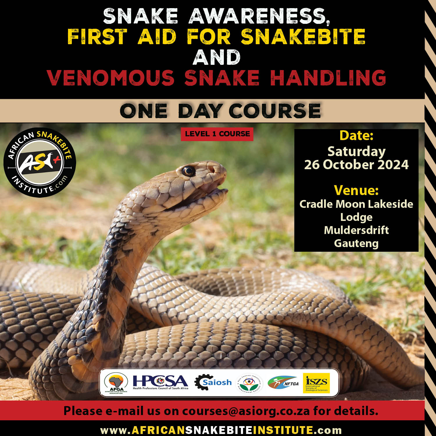 Snake Awareness & Venomous Snake Handling (Gauteng) - 2024-10-26