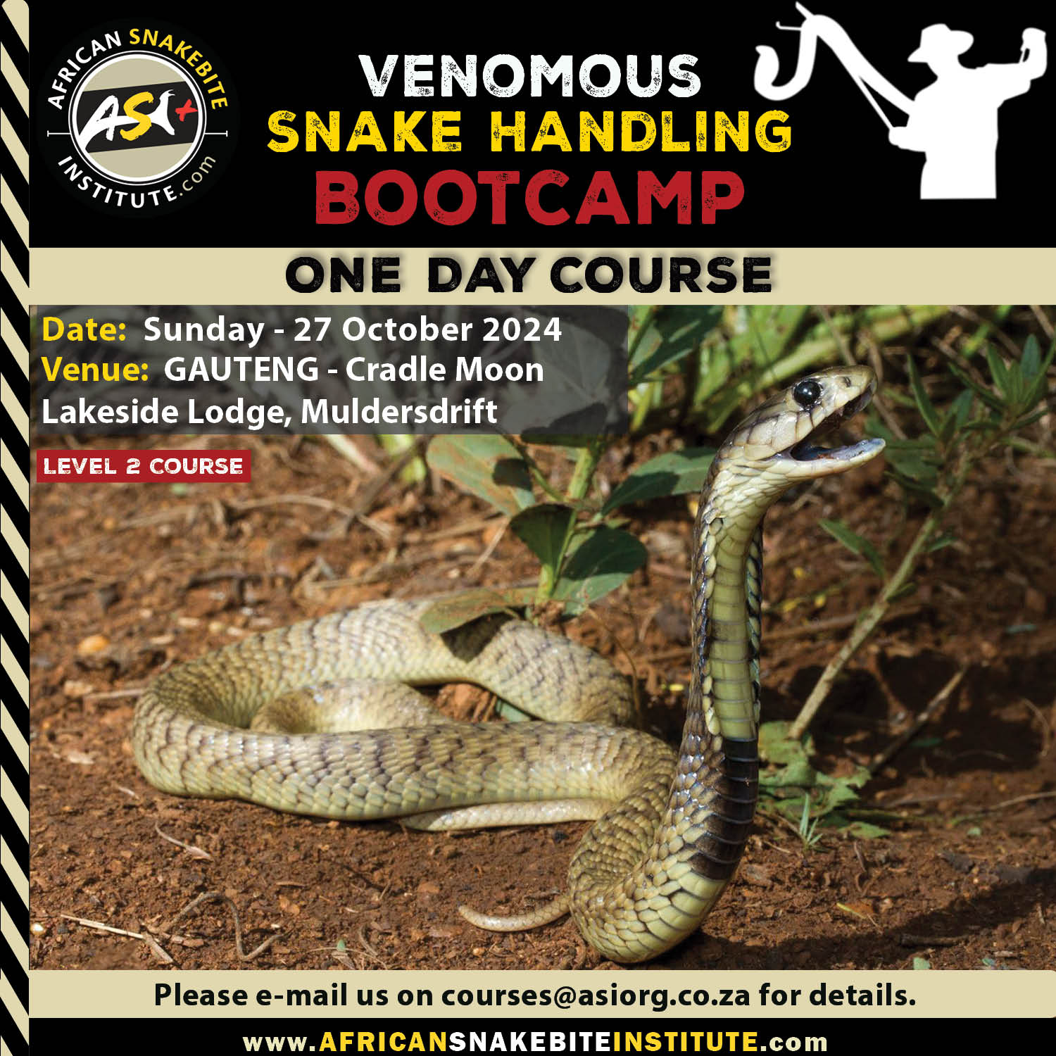 Venomous Snake Handling Bootcamp (Gauteng) - 2024-10-27