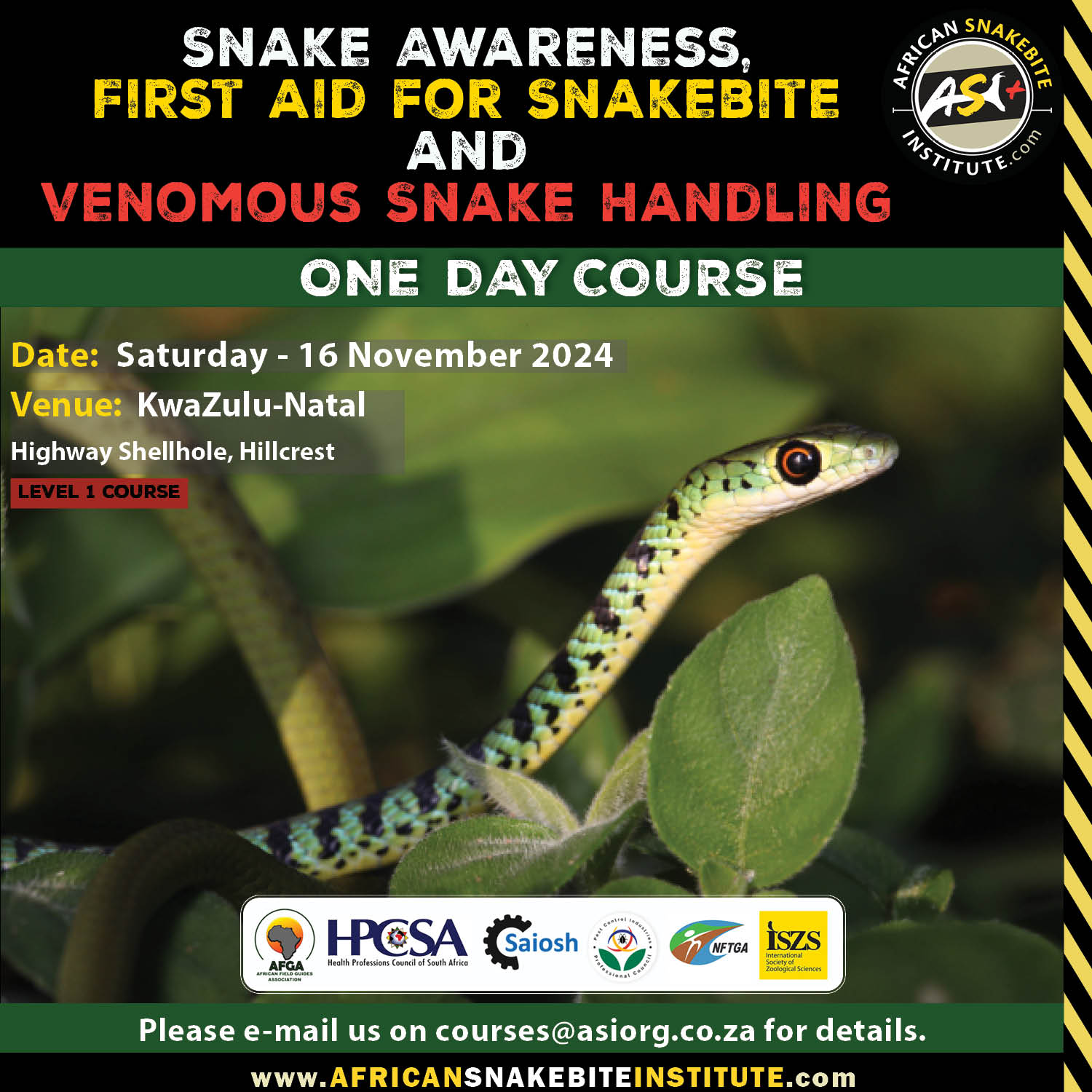 Snake Awareness & Venomous Snake Handling (KZN) - 2024-11-16