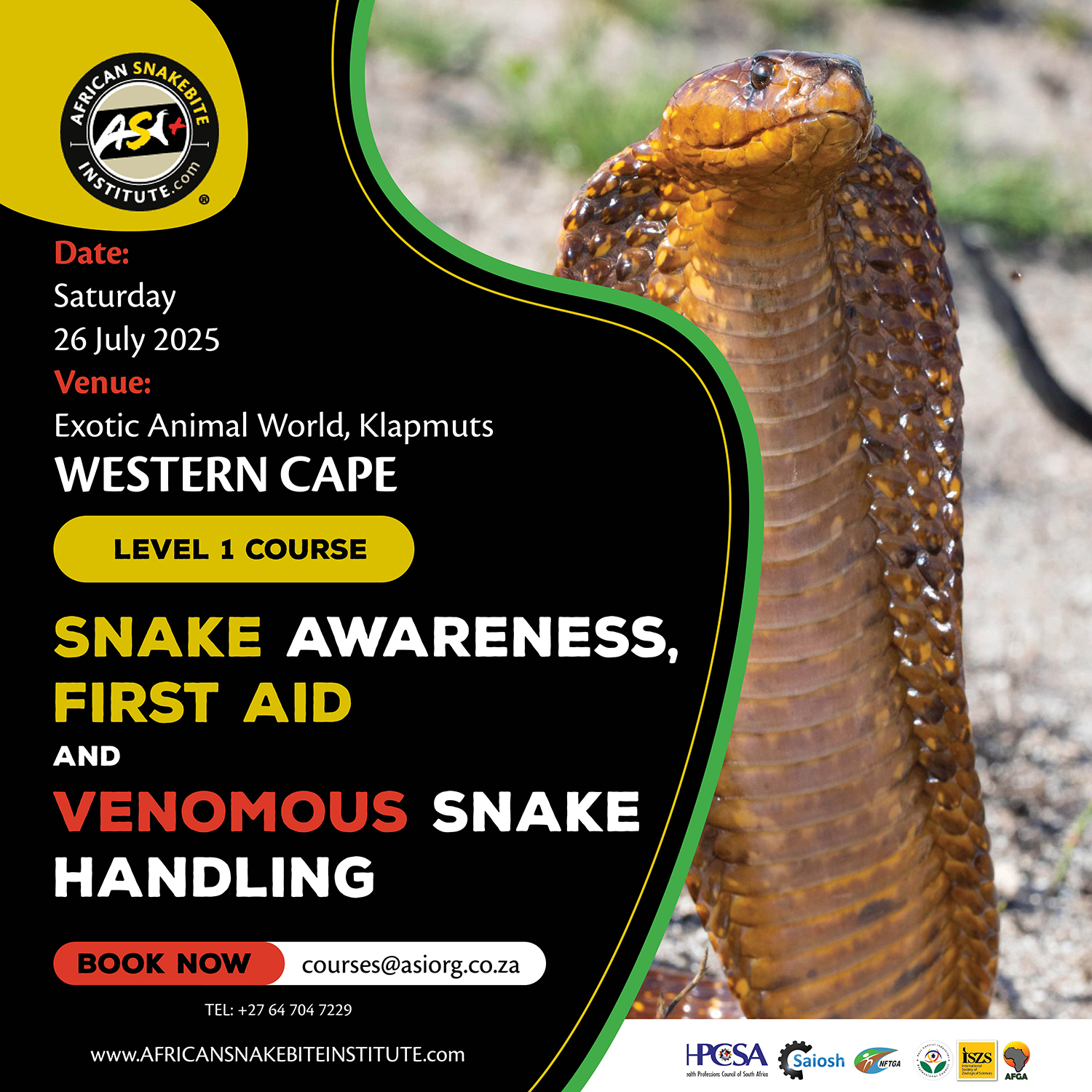 Snake Awareness & Venomous Snake Handling (Western Cape) - 2025-07-26