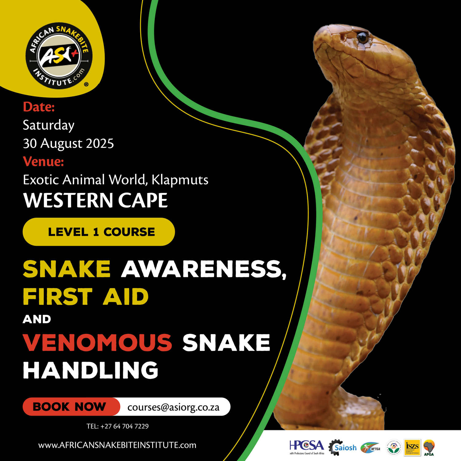 Snake Awareness & Venomous Snake Handling (Western Cape) - 2025-08-30