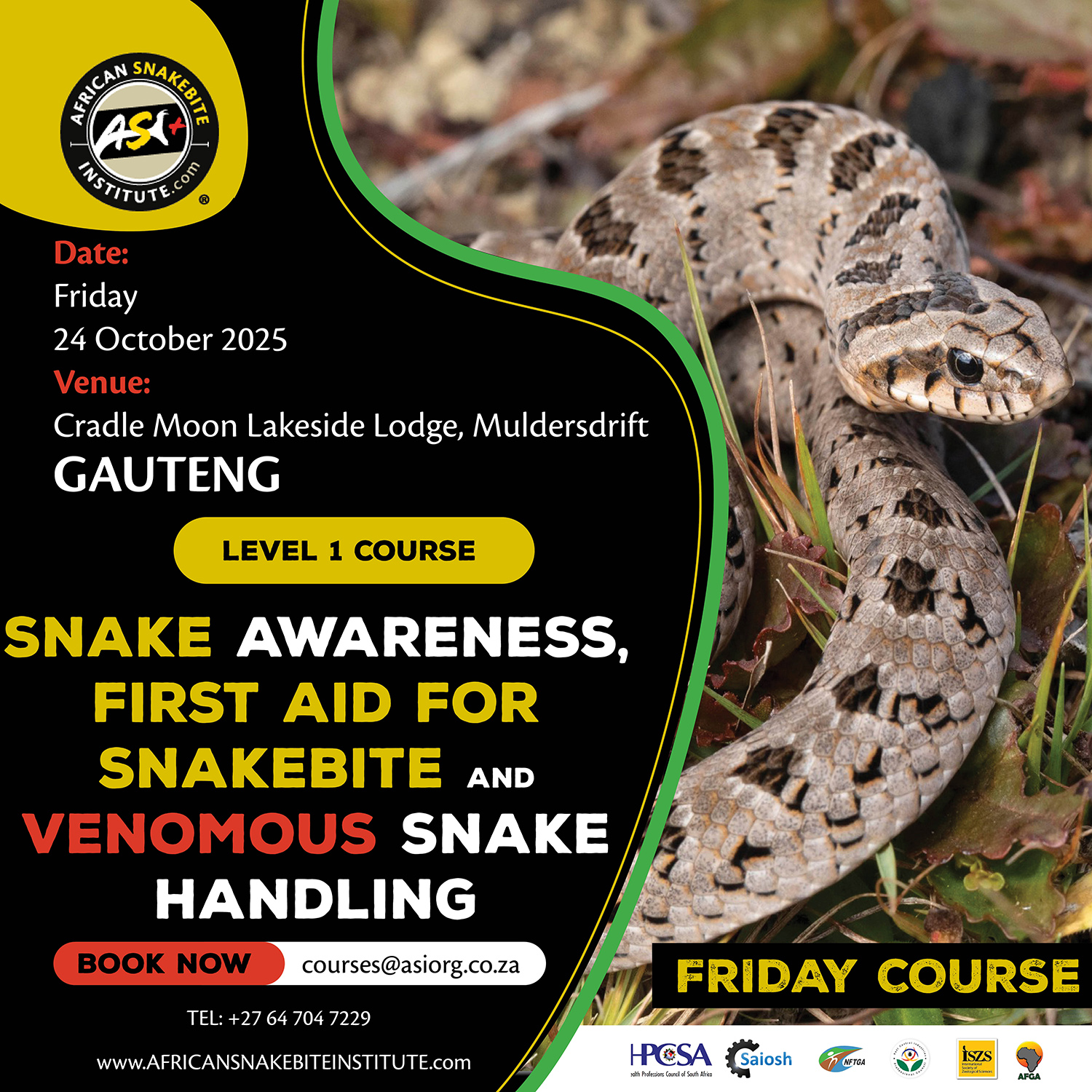 Snake Awareness & Venomous Snake Handling (Gauteng) - 2025-10-24